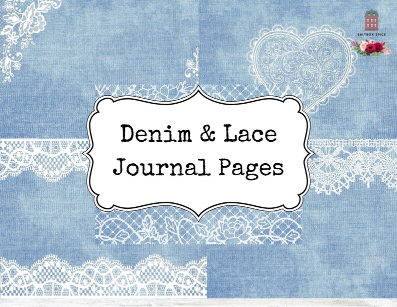 Denim and Lace Journal Pages, Printable Denim Pages, Digital Denim Lace ...
