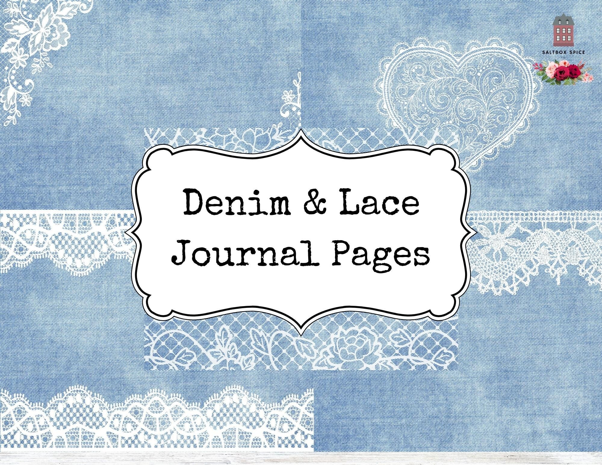 Denim and Lace Journal Pages, Printable Denim Pages, Digital Denim Lace ...