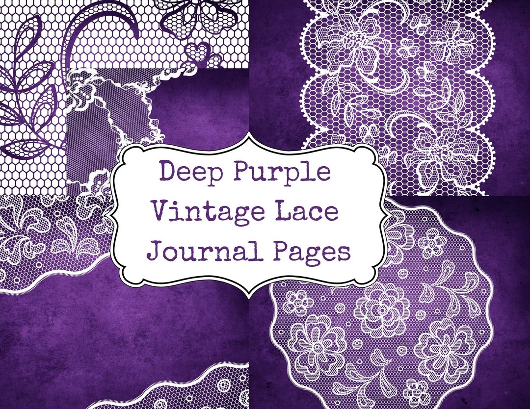 Deep Purple Lace Journal Pages Purple and Vintage Lace - Etsy
