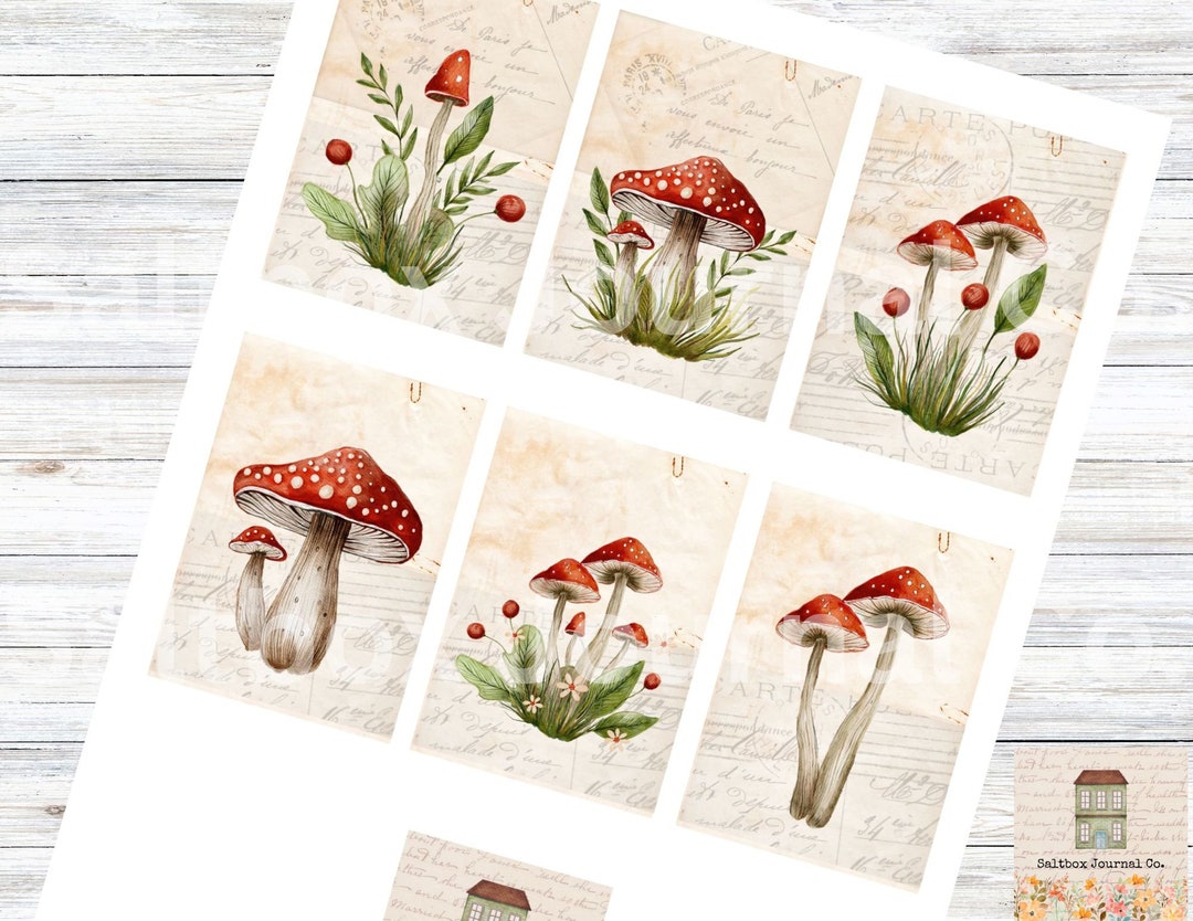 Cottagecore Mushroom Gift Tags, Party Favor Tags, Printable Mushroom ...
