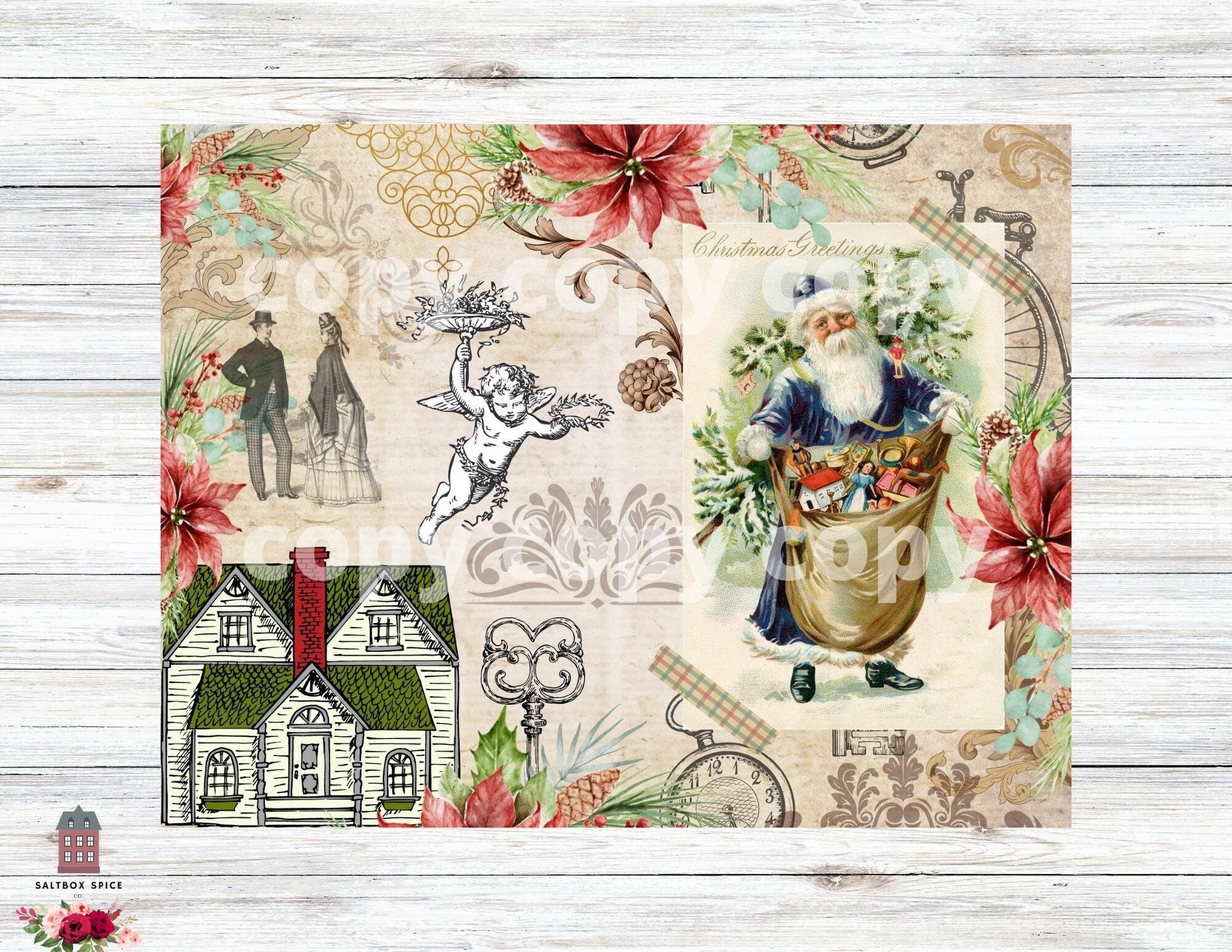 Victorian Santa Journal Pages, Christmas Junk Journal Printable ...