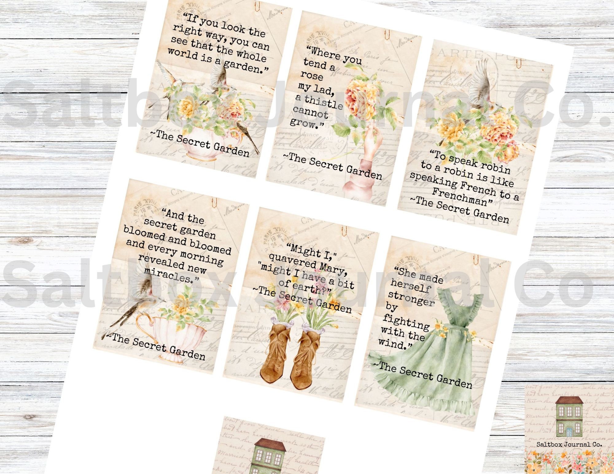 Printable Secret Garden Gift Tags, the Secret Garden Quotes, Bookish ...