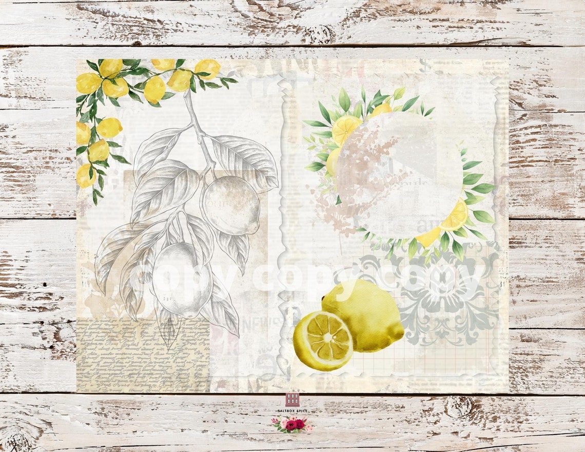 Lemon Junk Journal Pages, Vintage Lemon, Digital Junk Journal Kit ...