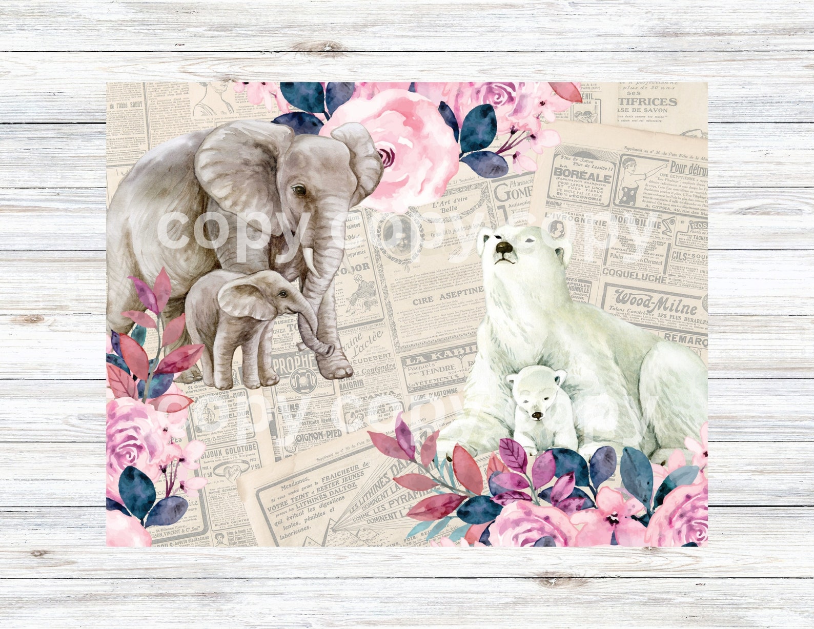 Wild Animal Journal Pages Animal Mother and Baby Pages Junk - Etsy
