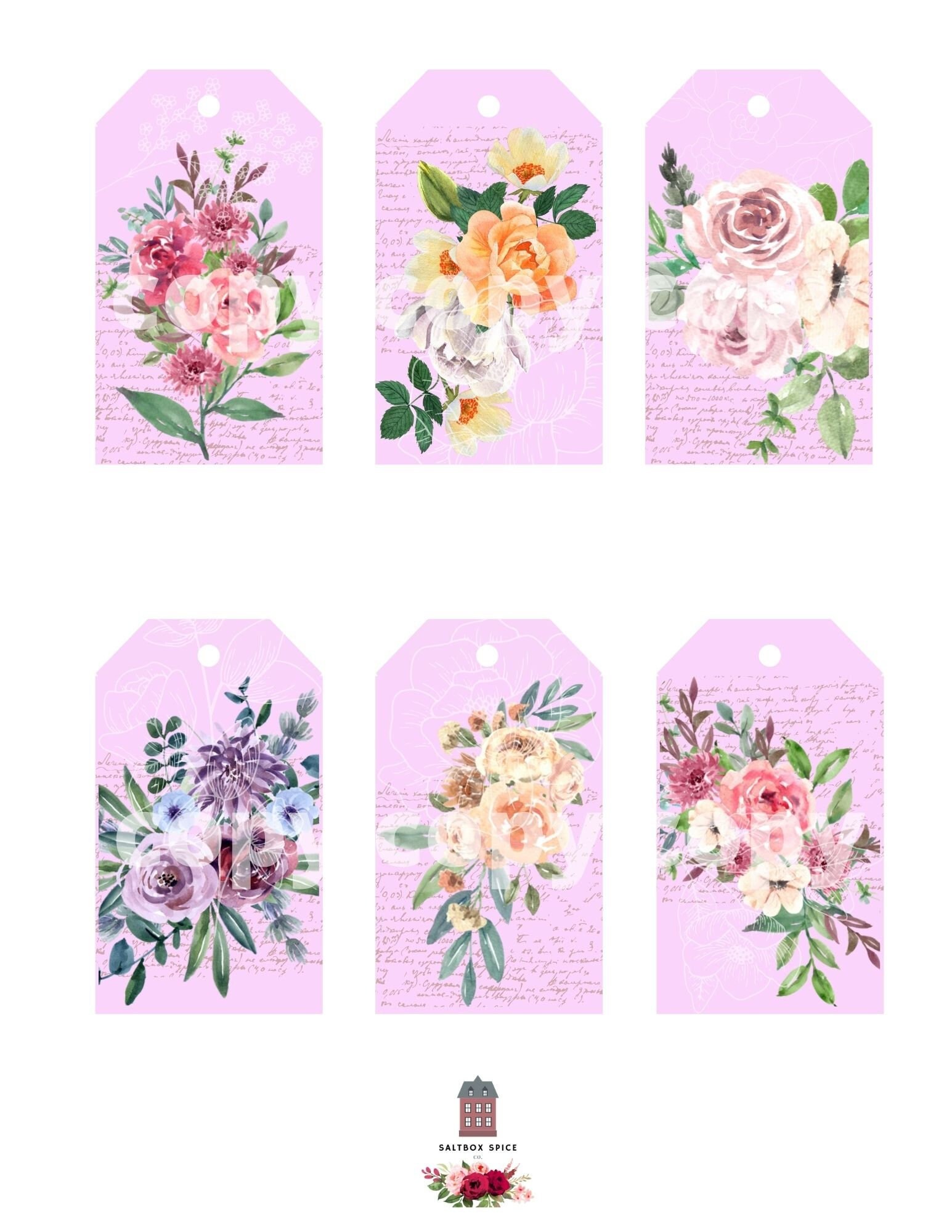 Watercolor Floral Hang Tags, Instant Download, Spring Gift Tags, Easter ...
