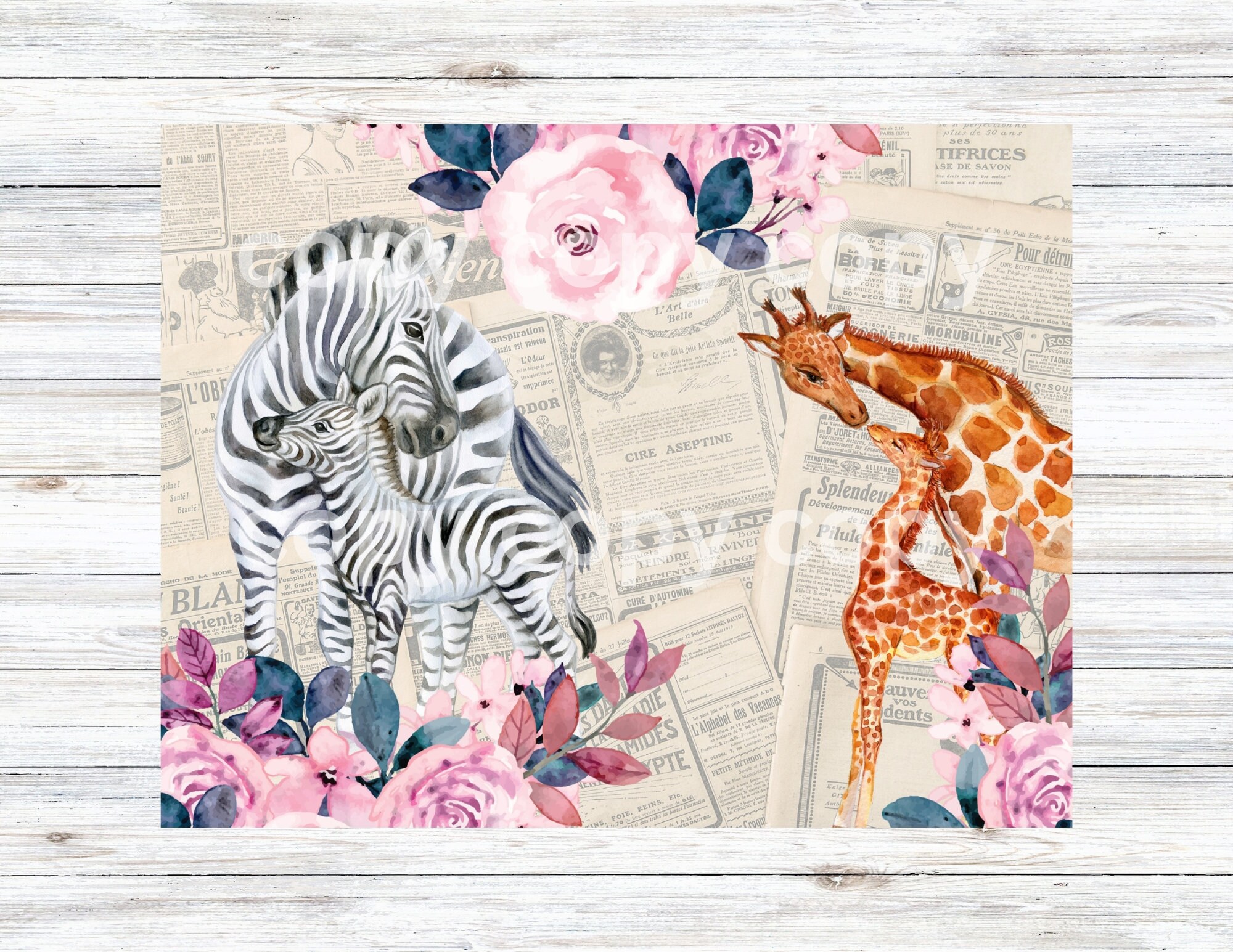 Wild Animal Journal Pages Animal Mother and Baby Pages Junk - Etsy