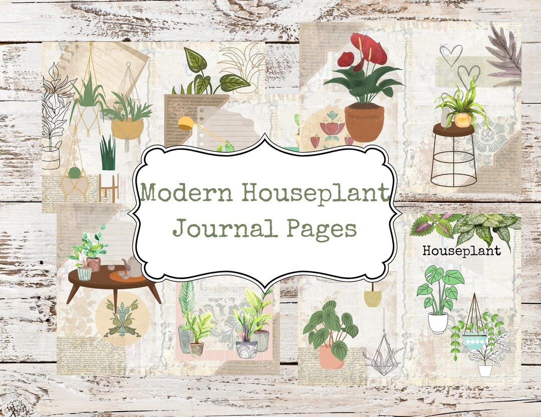 Modern Houseplant Junk Journal Pages, Digital Collage Sheet, House ...