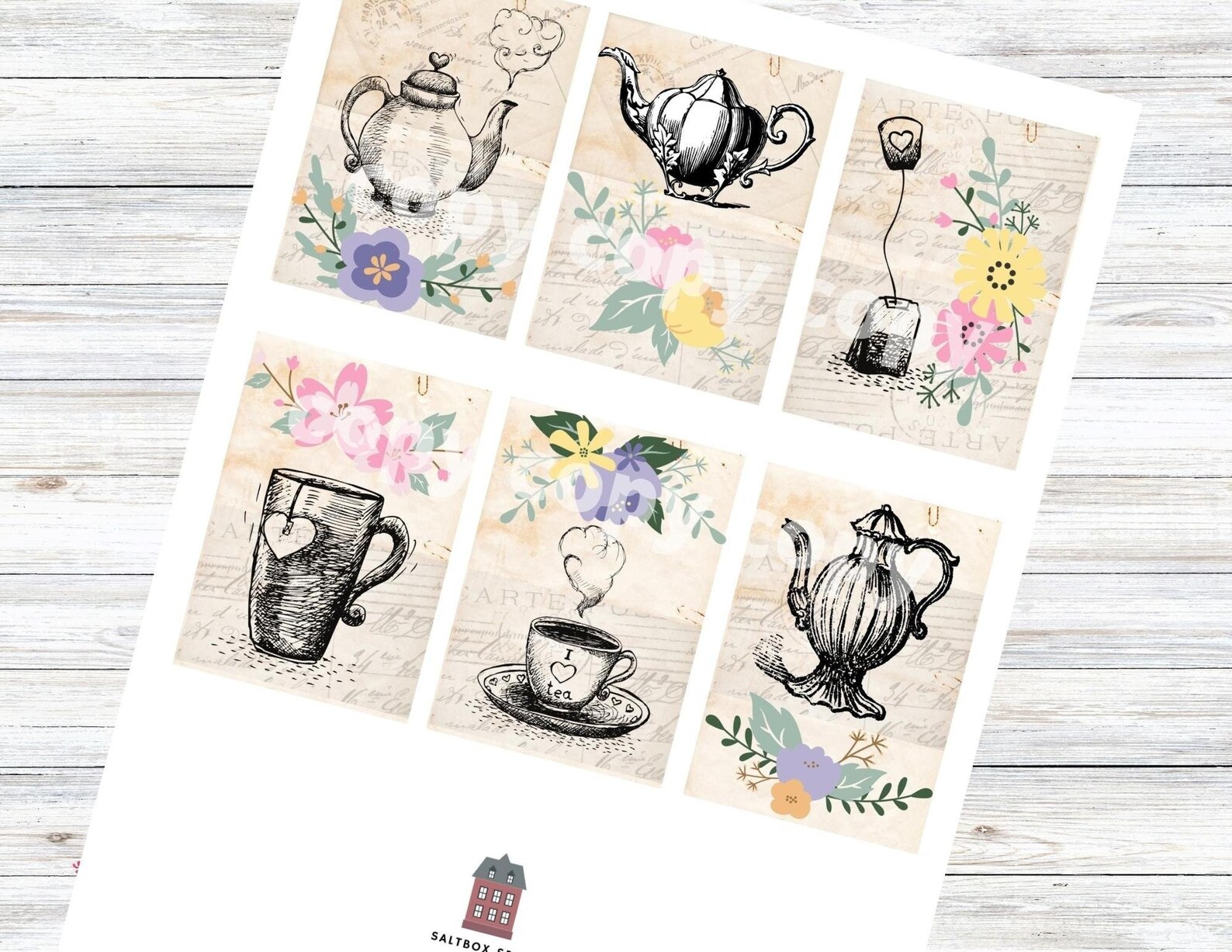 Printable Tea Party Tags, Tea Cup Hang Tags, Tea Pot Atc Tags, Junk ...