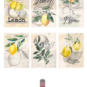 Lemon Watercolor Tags, Lemon Hang Tags, ATC Digital Tags, Digital ...