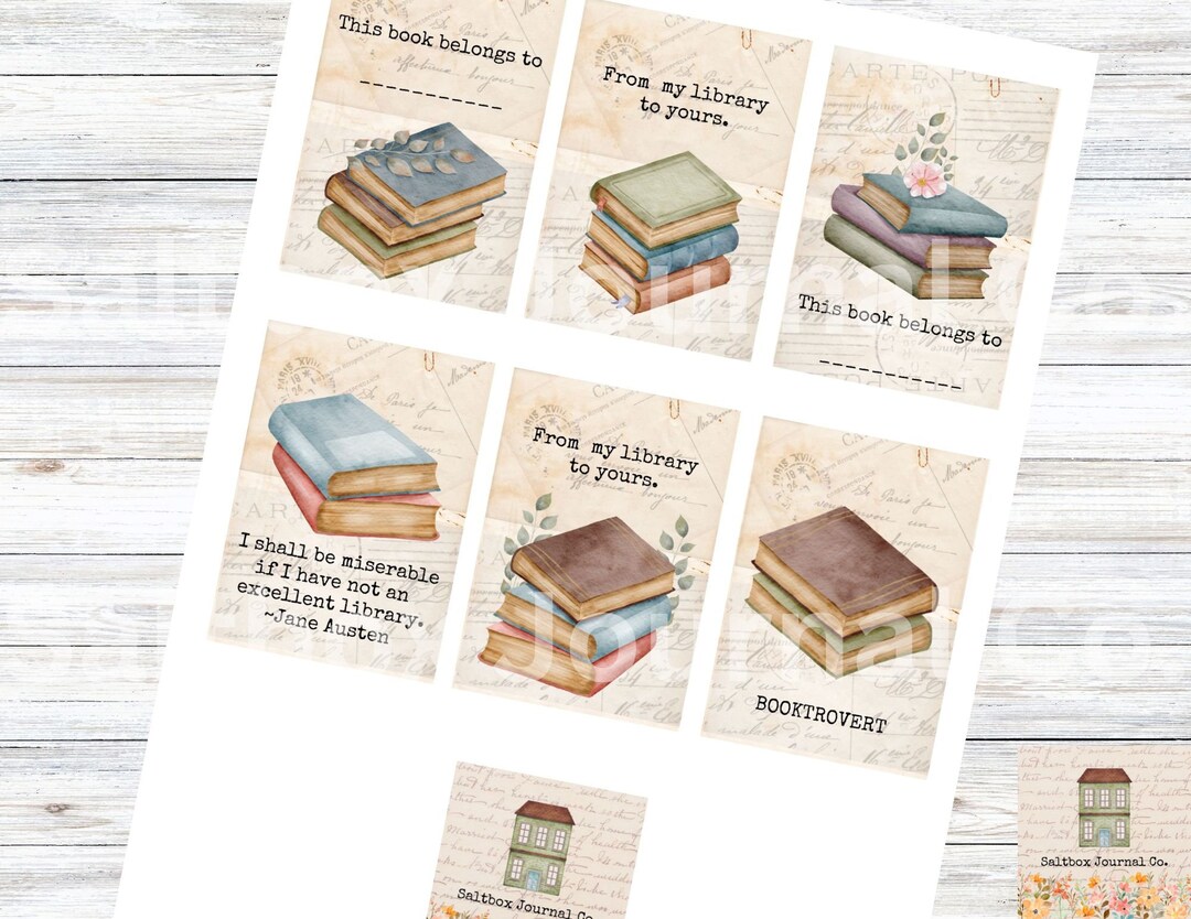 Printable Bookish Tags, Book Lovers Bookmarks, This Book Belongs To ...