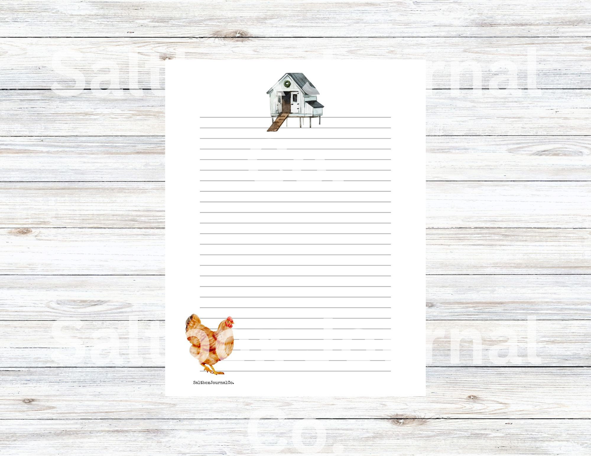 Printable Chicken Stationary, Watercolor Chickens, Farm Stationary ...