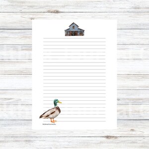 Printable Duck Stationary, Watercolor Ducks, Farm Stationary, Letter ...