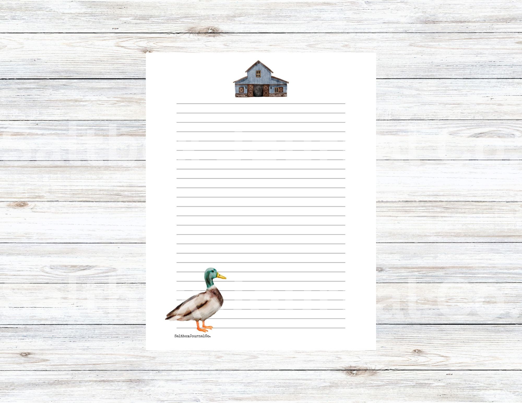 Printable Duck Stationary, Watercolor Ducks, Farm Stationary, Letter ...