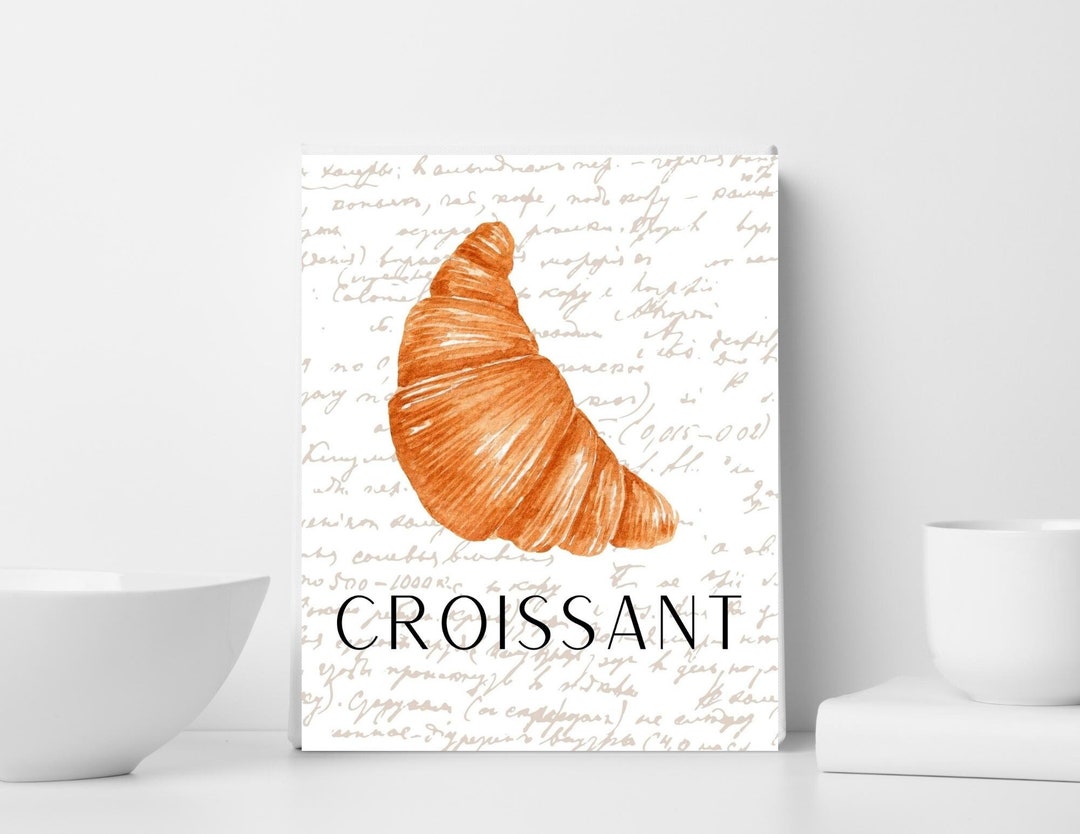Croissant Print, Watercolor Croissant, Food Printable, Kitchen Art ...
