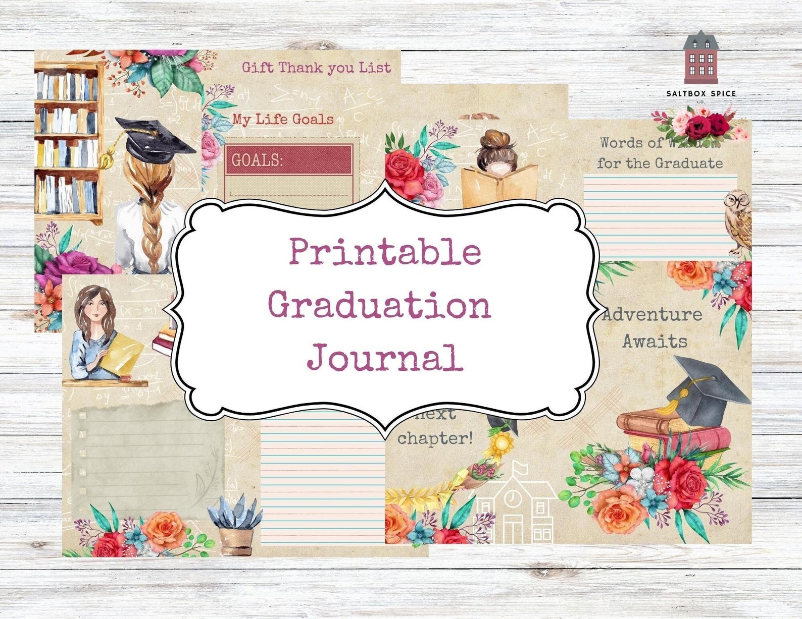Printable Graduation Journal, Graduation Junk Journal Pages, Girls ...