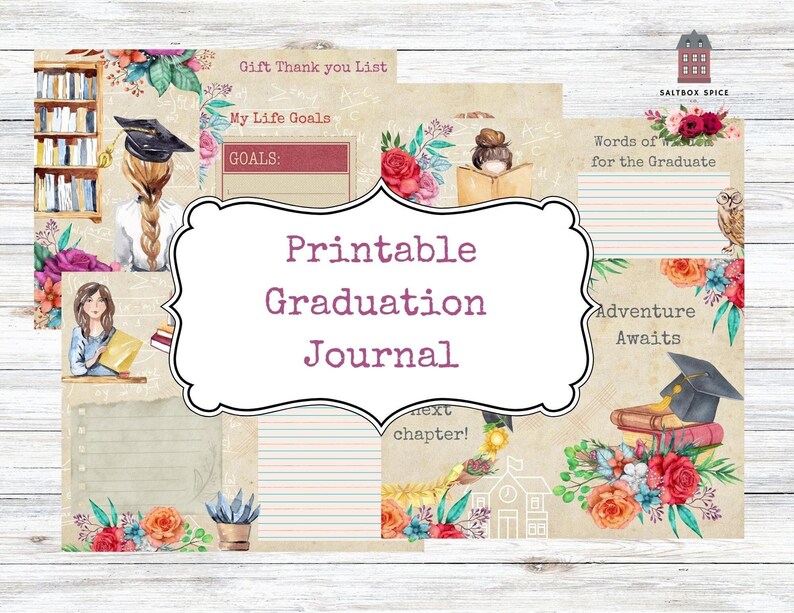 Printable Graduation Journal, Graduation Junk Journal Pages, Girls ...