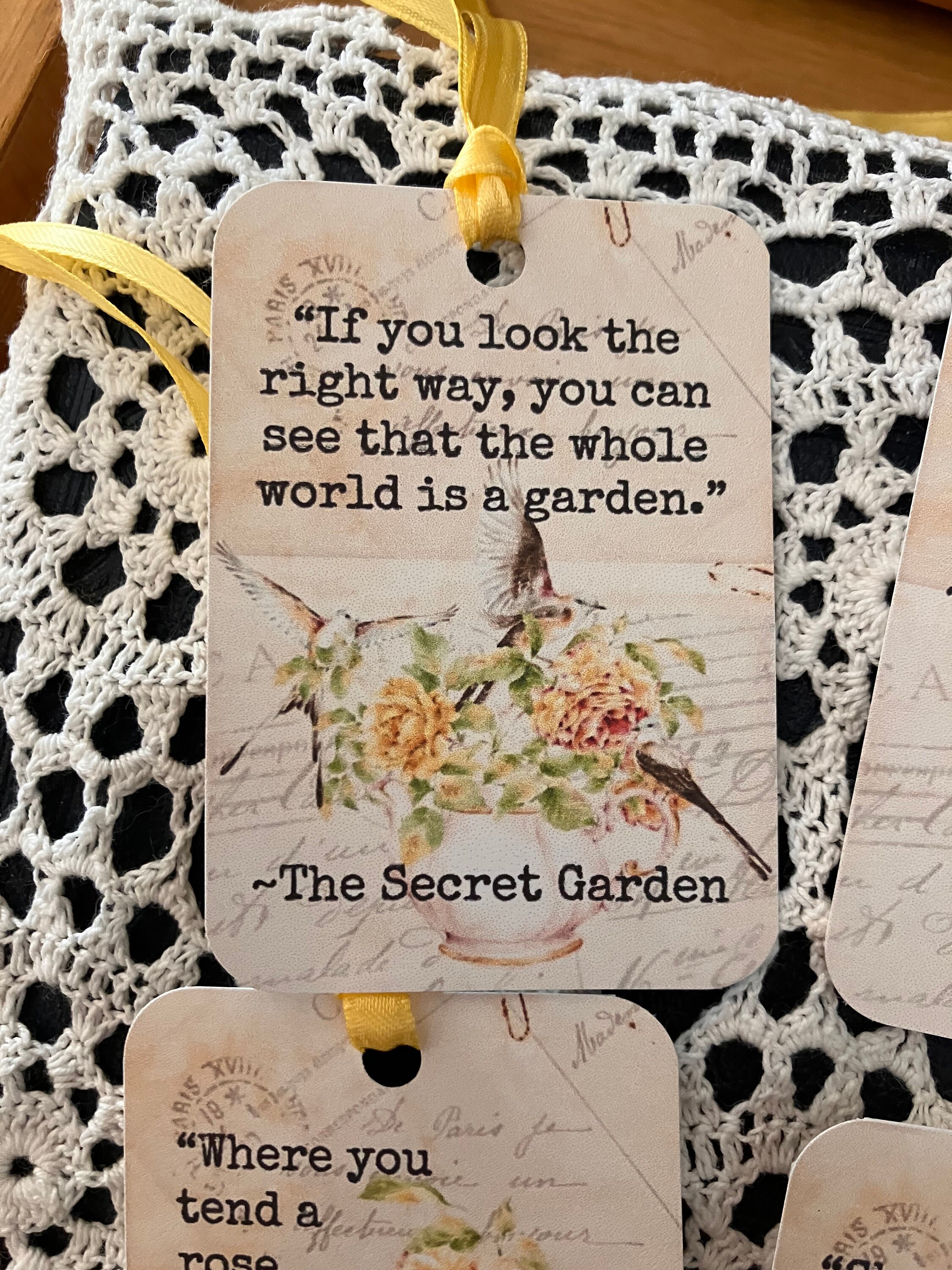 Secret Garden Gift Tags, Bookish Gift, the Secret Garden Book Quotes ...