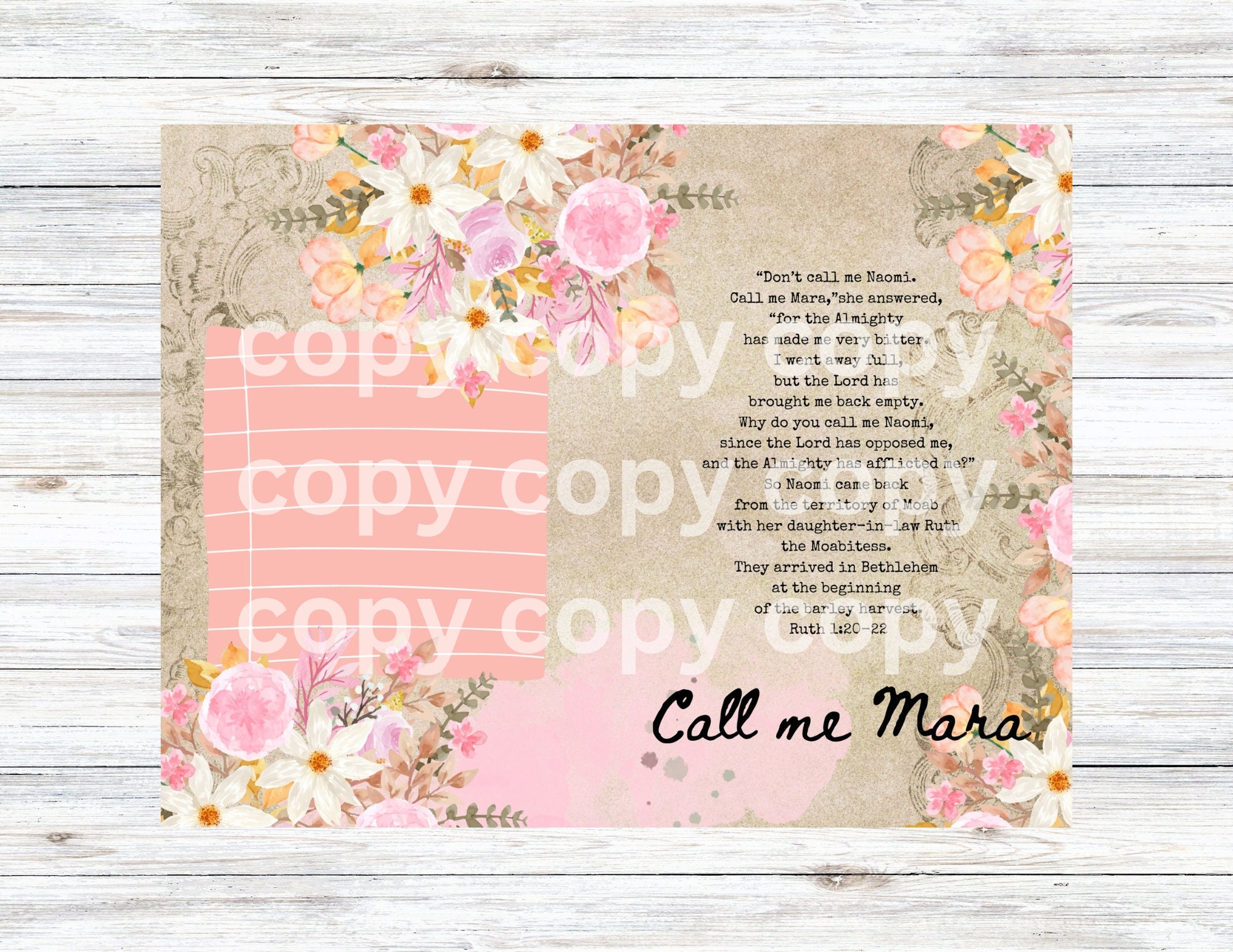 Book of Ruth Junk Journal Pages, Ruth Journal Printables, Scripture ...