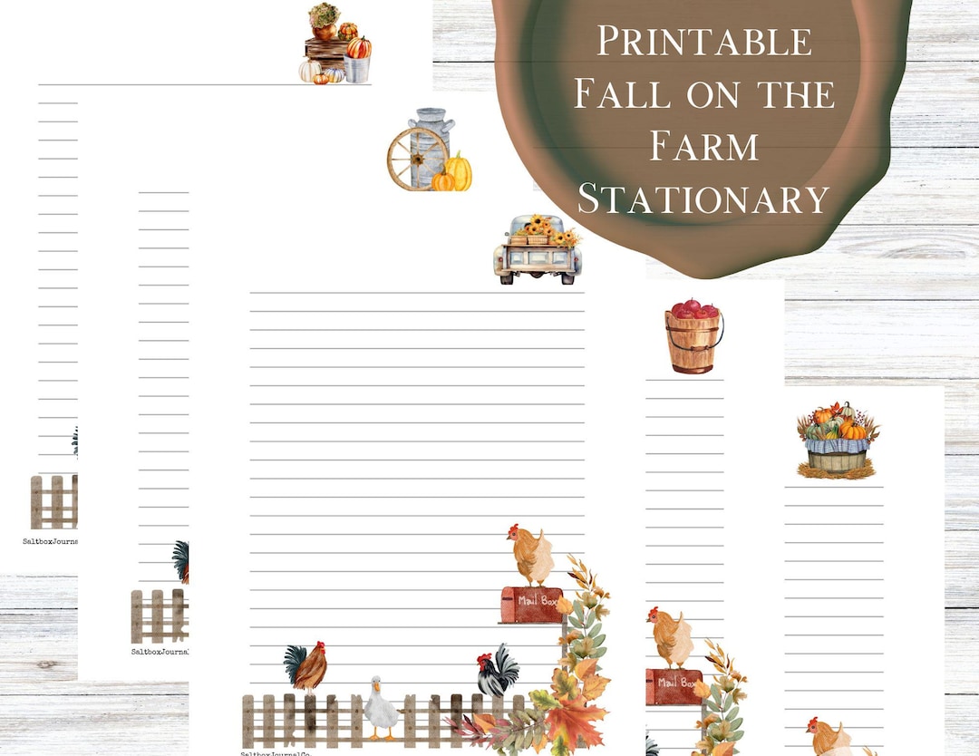 Fall on the Farm Stationary, Printable Fall Stationary, Letter Writing ...