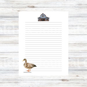 Printable Duck Stationary, Watercolor Ducks, Farm Stationary, Letter ...
