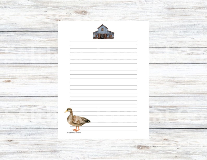 Printable Duck Stationary, Watercolor Ducks, Farm Stationary, Letter ...
