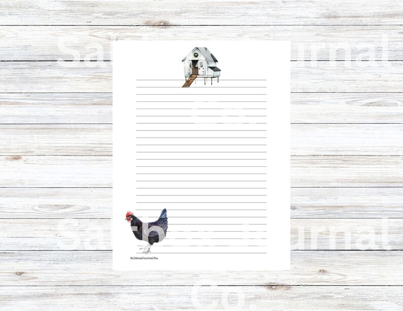 Printable Chicken Stationary, Watercolor Chickens, Farm Stationary ...