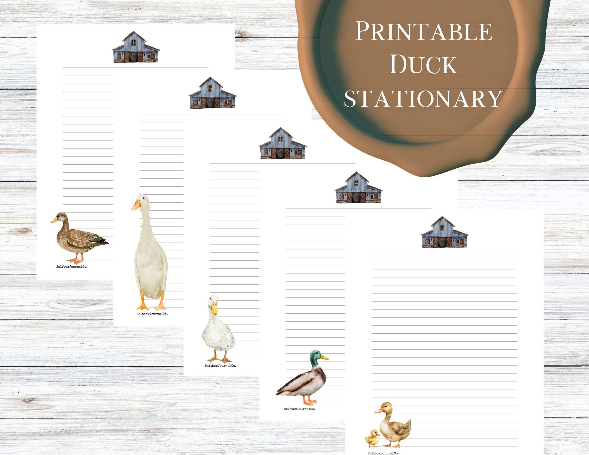 Printable Duck Stationary, Watercolor Ducks, Farm Stationary, Letter ...