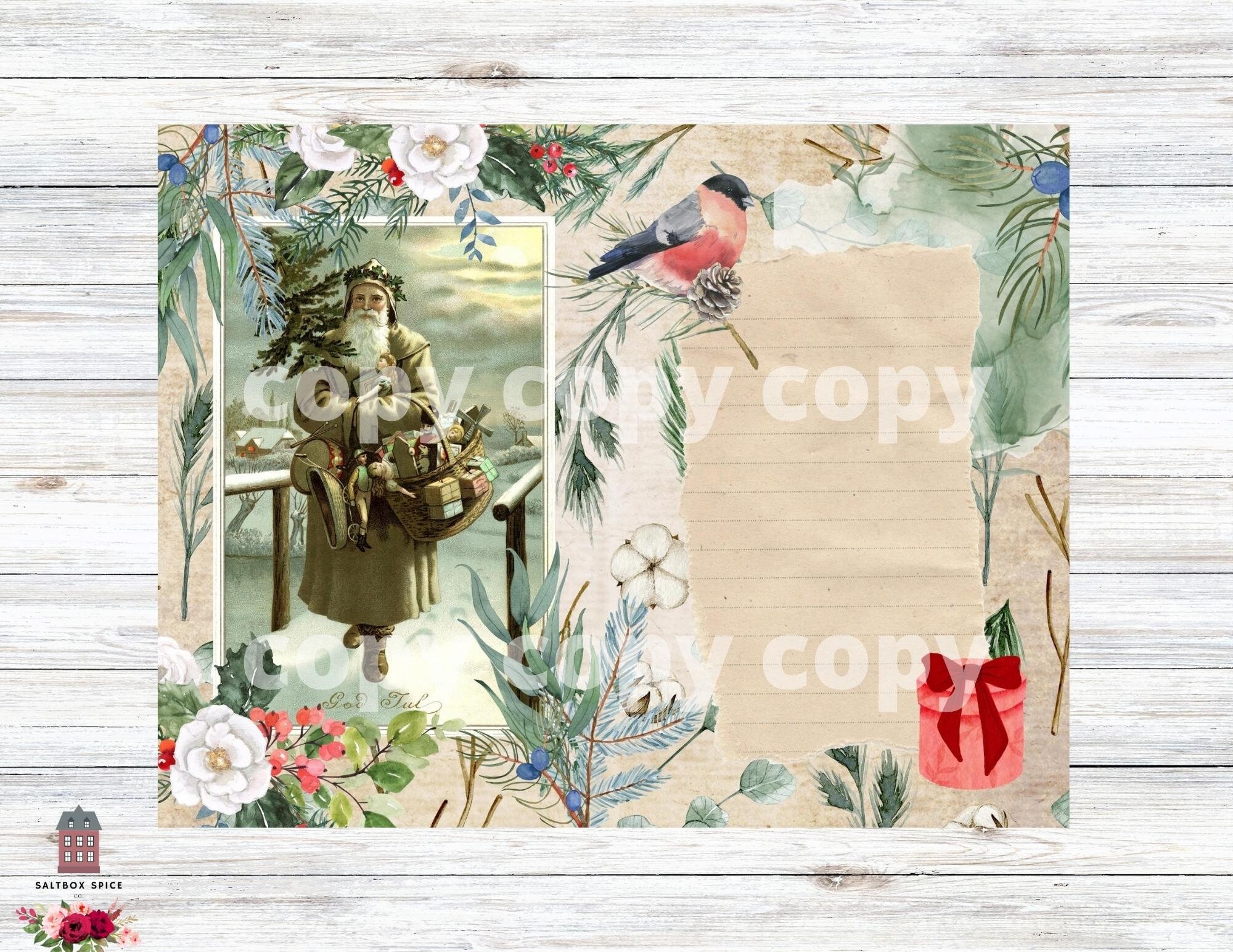 Victorian Santa Journal Pages, Christmas Junk Journal Printable ...