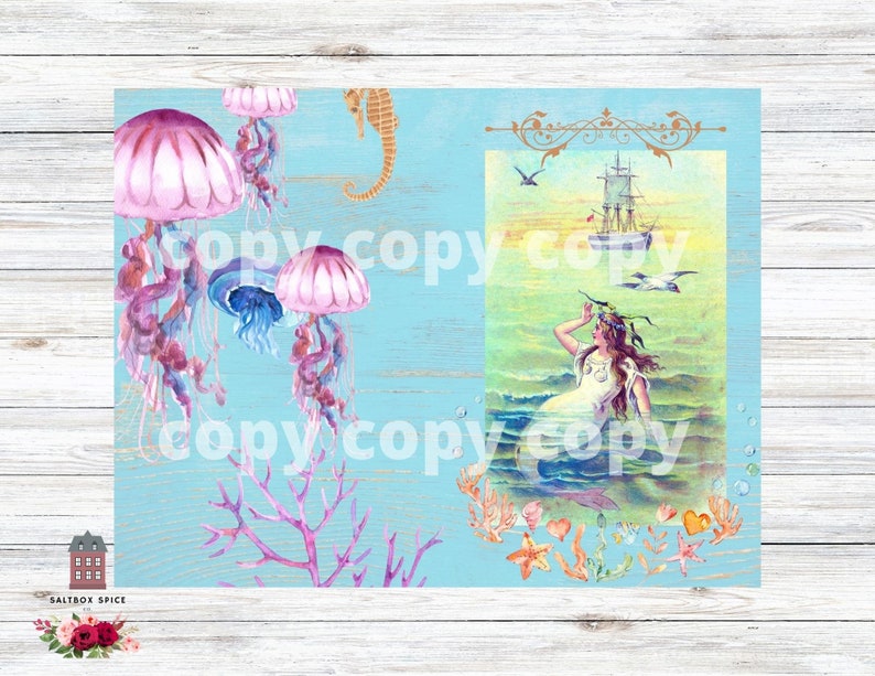 Whimsical Ocean Journal Pages, Mermaid Nautical Sea Junk Journal ...