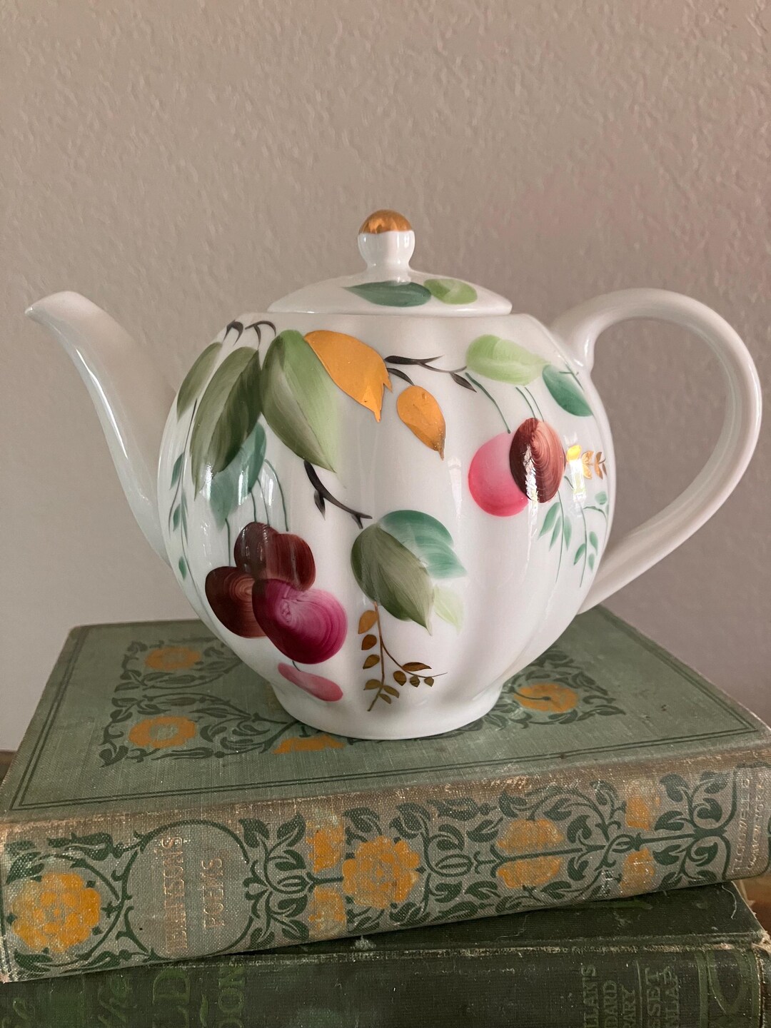 Vintage Rare Lomonosov Cherry Teapot - Russian Porcelain - Imperial LFZ ...