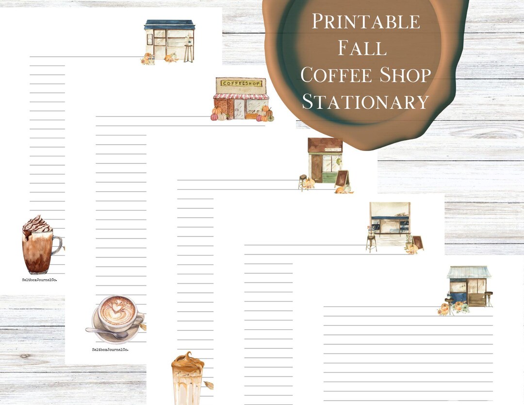 Fall Coffee Shop Stationery: Watercolor Letter Writing Paper (digital ...