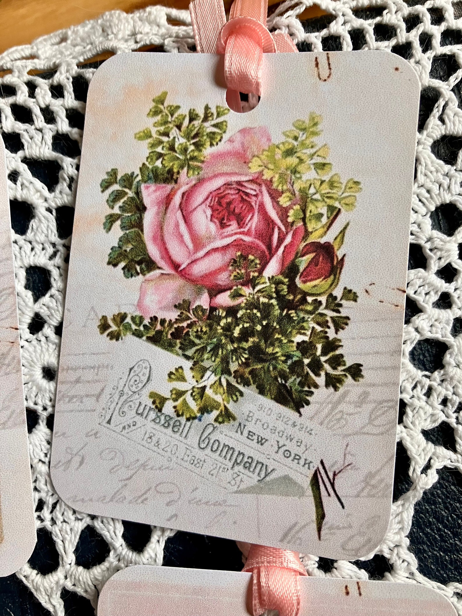 Set of 6 French Pink Rose Hang Tags, Bookmarks, Junk Journal Tags ...