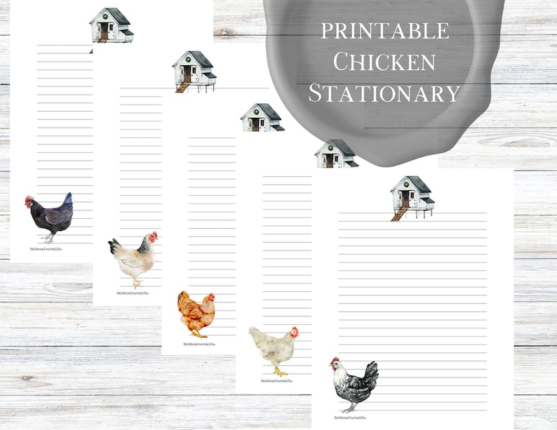 Printable Chicken Stationary, Watercolor Chickens, Farm Stationary ...
