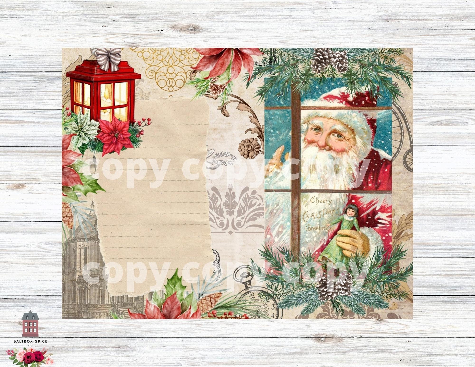 Victorian Santa Journal Pages, Christmas Junk Journal Printable ...