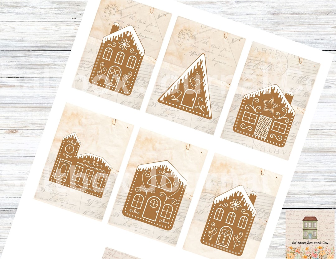 Gingerbread House Gift Tags: Printable Christmas Hang Tags (digital ...
