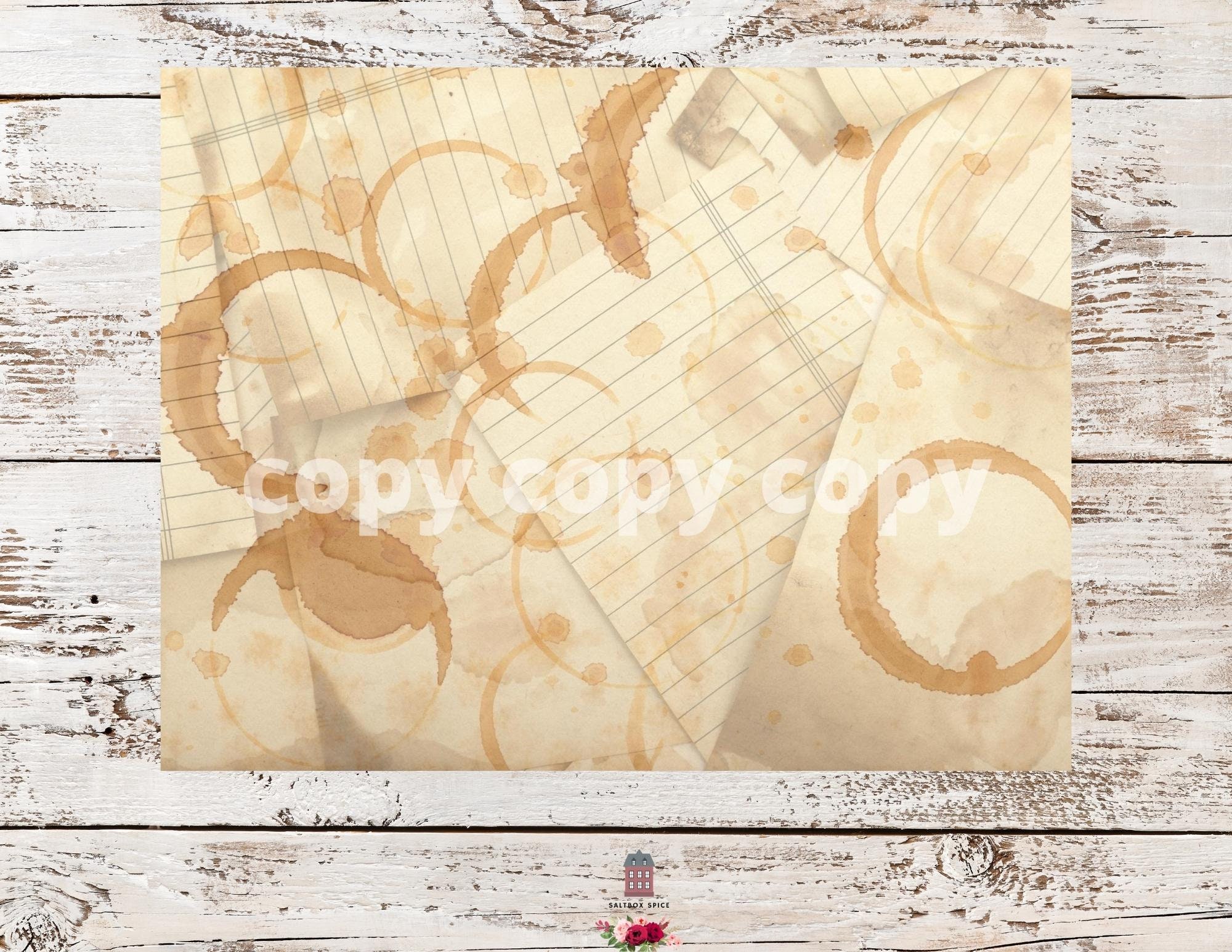 Vintage Tea Stained Paper Printable, Coffee Stain Paper, Dark Academia ...