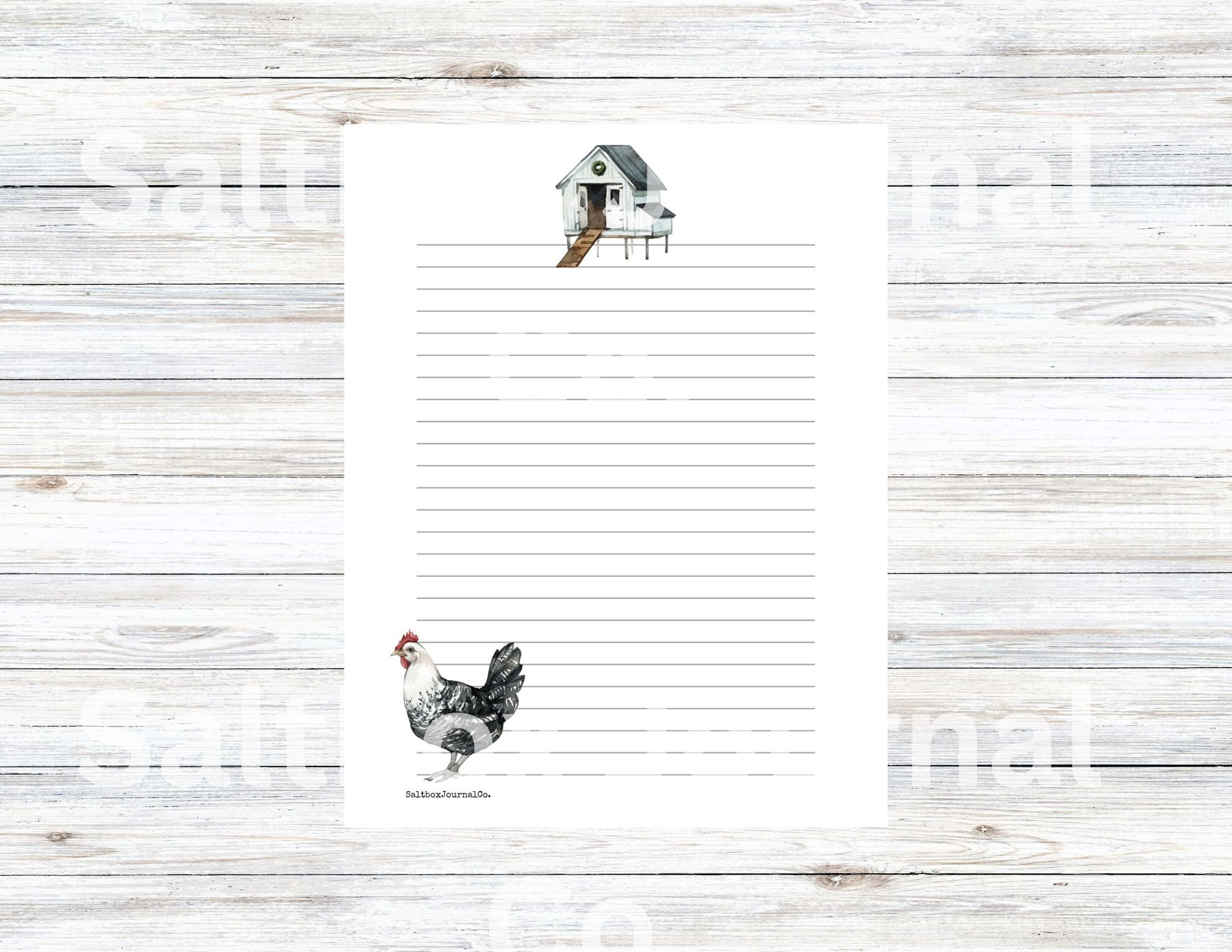 Printable Chicken Stationary, Watercolor Chickens, Farm Stationary ...