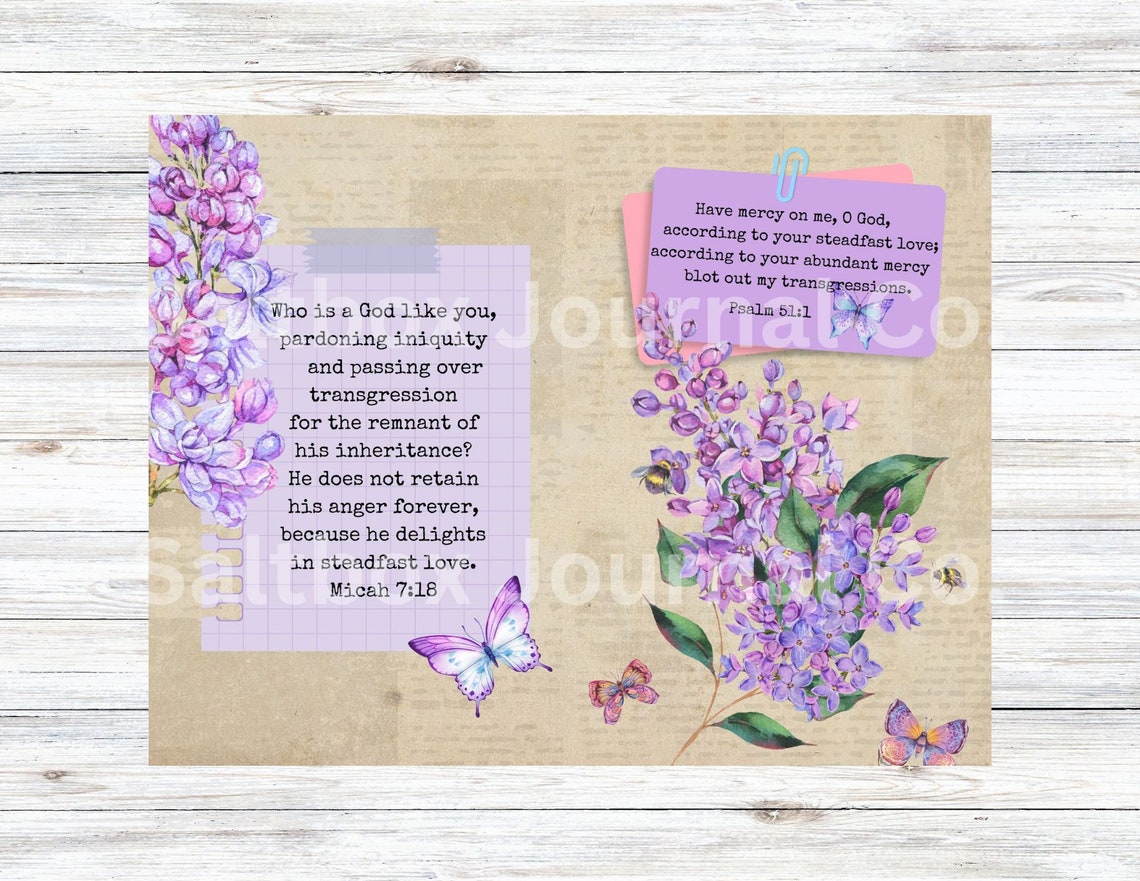 Lilac Scripture Journal Pages: Printable Bible Journaling (digital ...