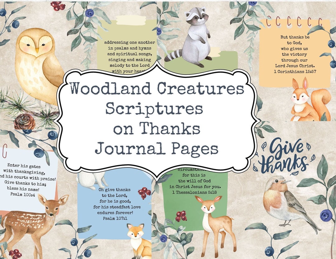 Woodland Creatures Thanksgiving Journal Pages: Watercolor Scripture ...
