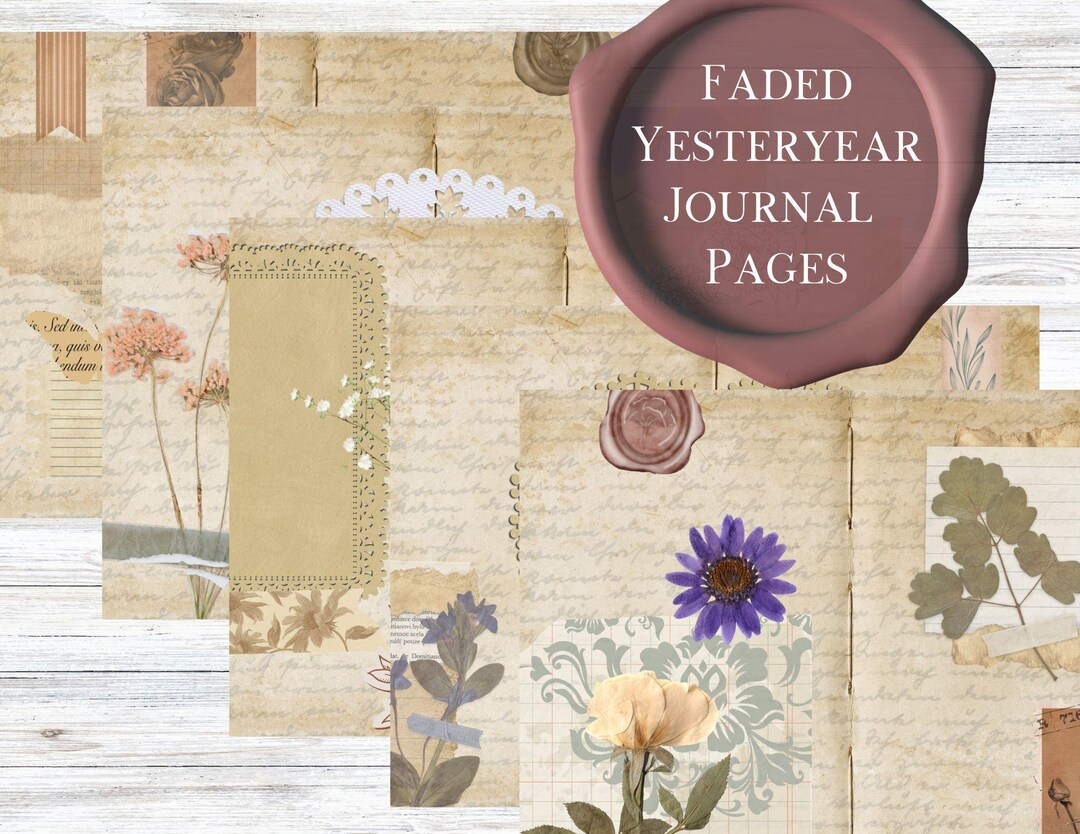 Vintage Faded Journal Pages: Doily & Pressed Flower Printables (digital ...