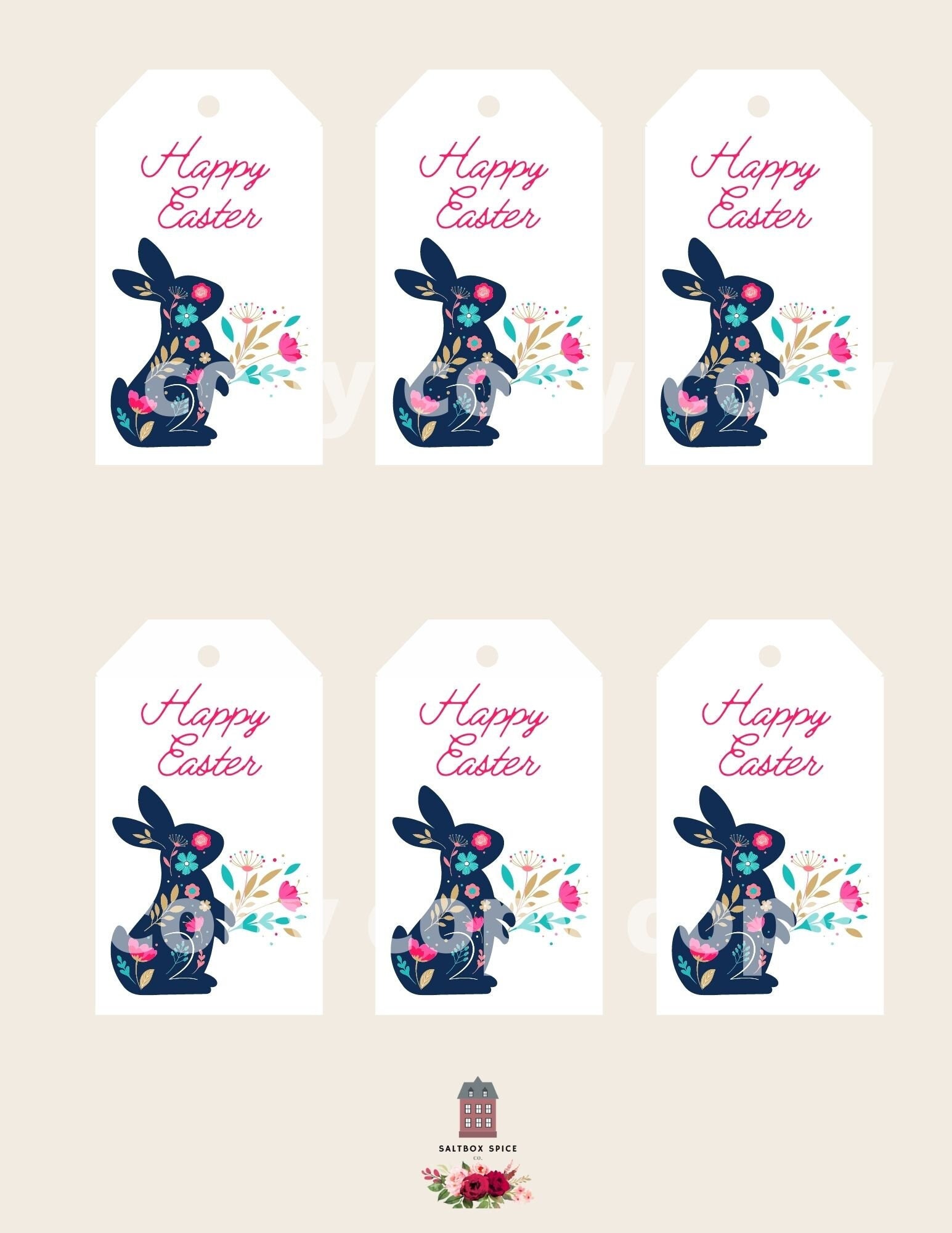 Easter Tag Printable, Easter Basket Tags, Scandi Folk Art, Scandinavian ...