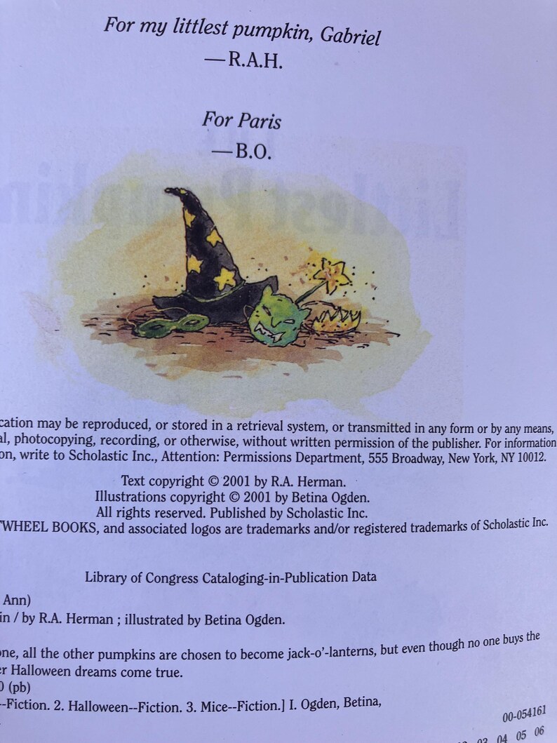 Vintage Halloween Children’s Book: the Littlest Pumpkin, First Edition ...