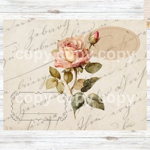 French Rose Journal Pages, Digital Journal Kit, French Script ...