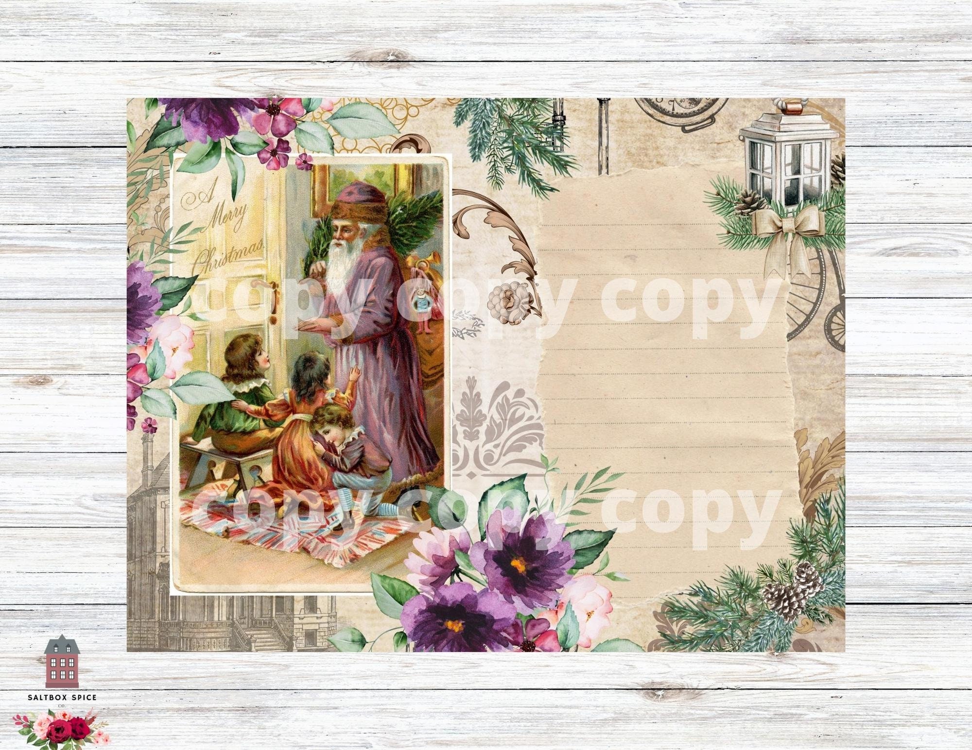 Victorian Santa Journal Pages, Christmas Junk Journal Printable ...