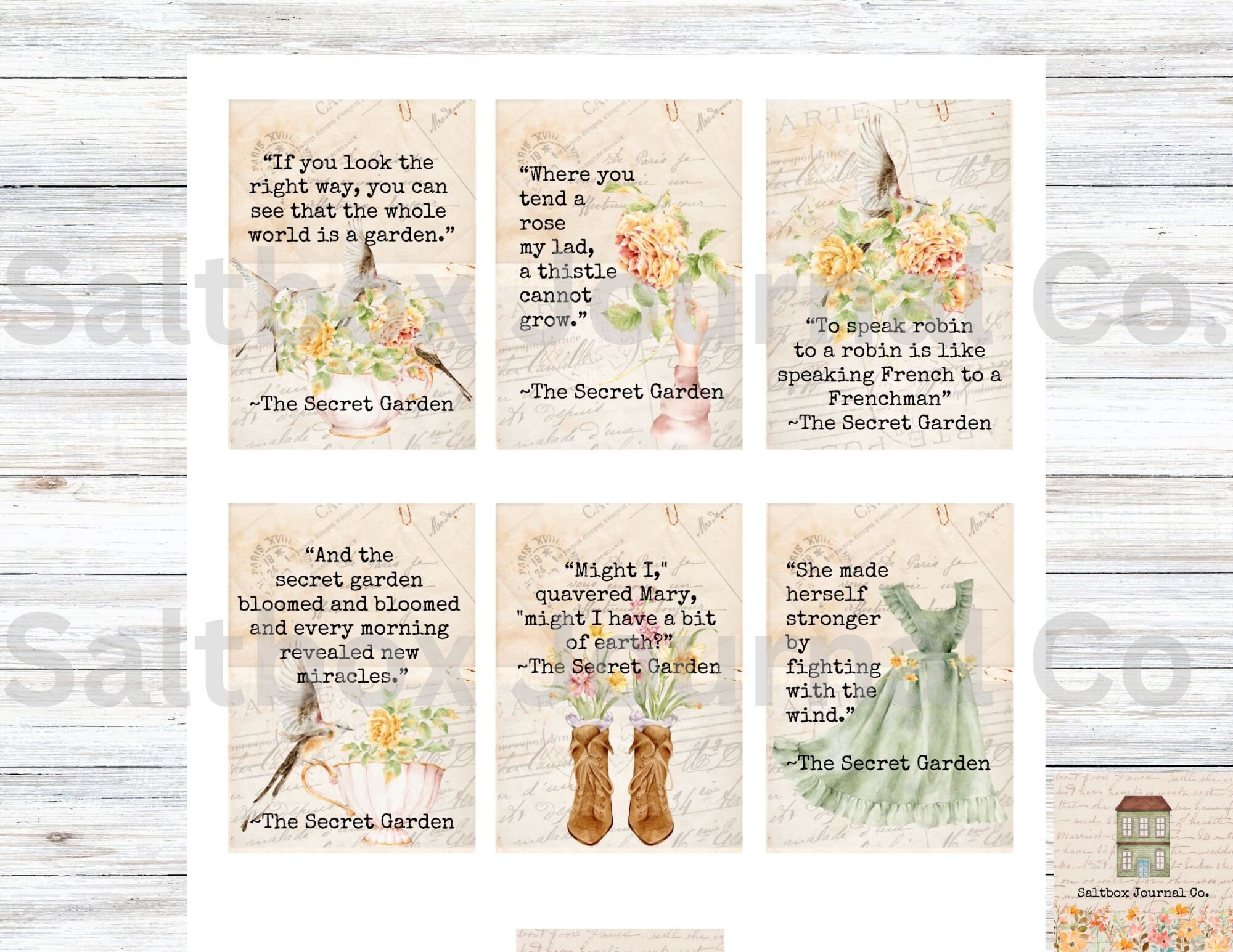 Printable Secret Garden Gift Tags, the Secret Garden Quotes, Bookish ...