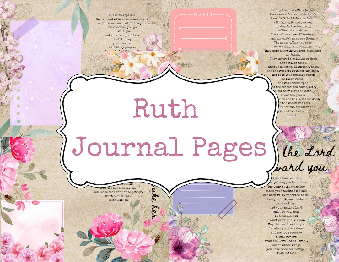 Book of Ruth Junk Journal Pages, Ruth Journal Printables, Scripture ...