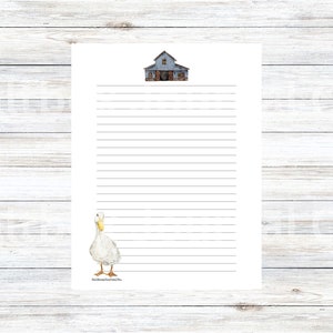 Printable Duck Stationary, Watercolor Ducks, Farm Stationary, Letter ...
