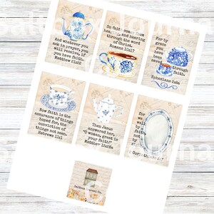 Printable Scriptures on Faith Tags, Blue Floral Dishes, Blue Toile ...