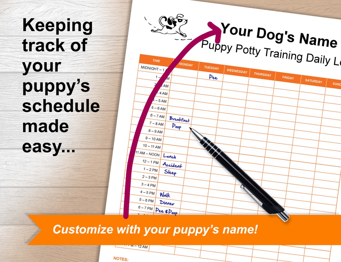 Puppy Potty Training Chart, Printable Daily and Weekly Log Sheets With ...