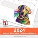 2024 Watercolor Dog Printable Calendar Bundle PDF Form Fillable Monthly ...